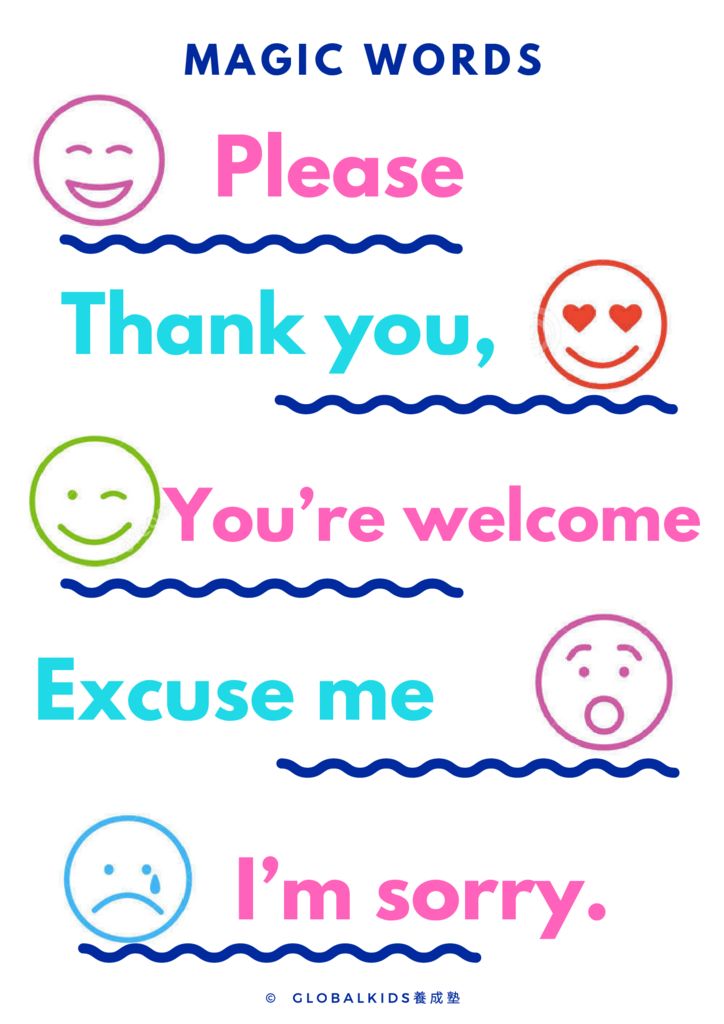 Magic Words Poster （PDFファイル A4 ー 1ページ） | おうちから世界へ羽ばたけ！グローバルキッズ養成塾